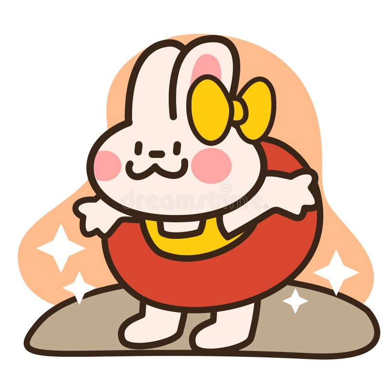 Joyful Bunny Getting Ready To Swim Doodle Illustration Stock Vector ...