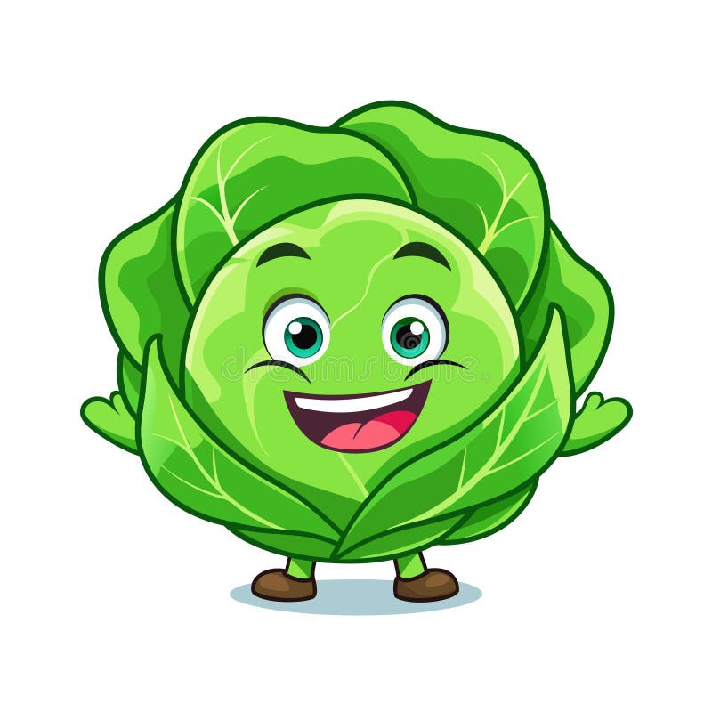 Joyful Cabbage Character with Playful Traits Stock Vector ...