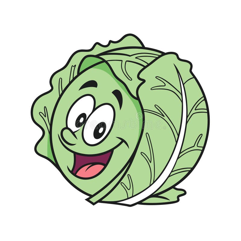 Joyful Cabbage Character with Playful Traits Stock Vector ...