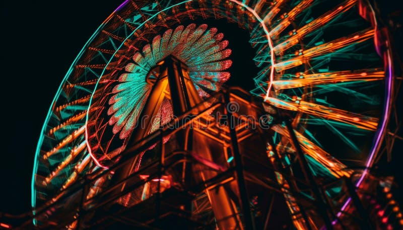 Joyful Carnival Ride Spins in Vibrant Lights Generated by AI Stock ...