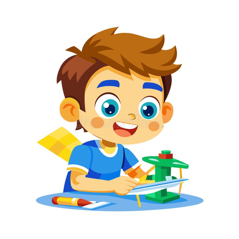 Joyful Cartoon Boy with Creative Spirit Stock Vector - Illustration of ...