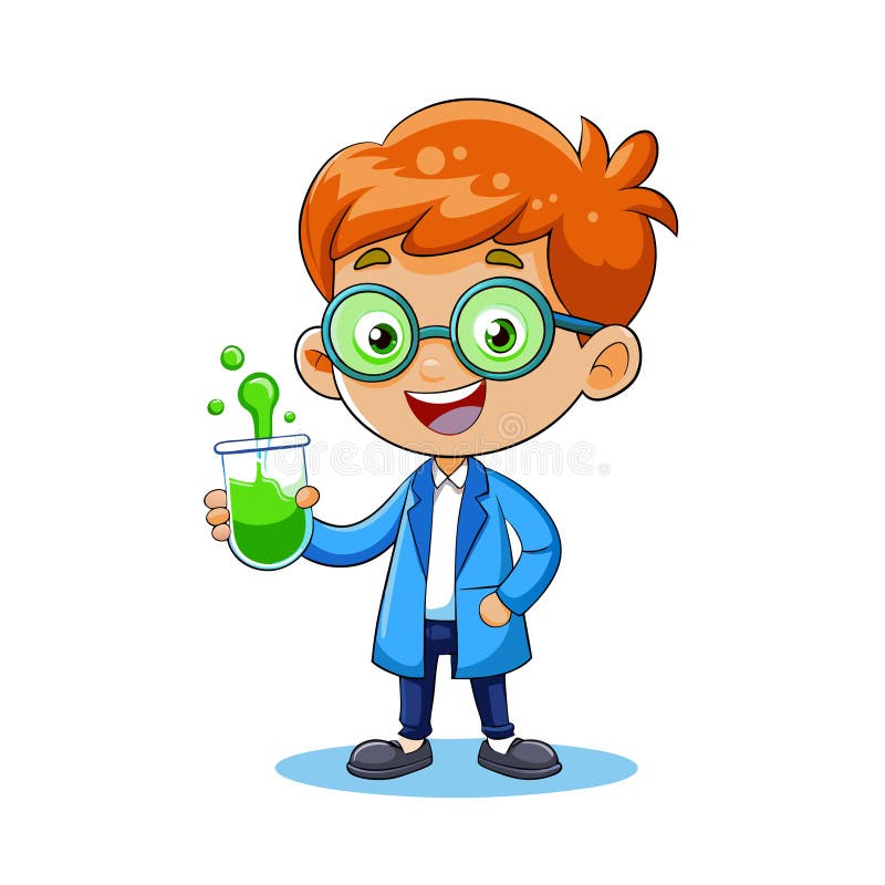 Joyful Cartoon Boy Exploring Science Stock Vector - Illustration of ...