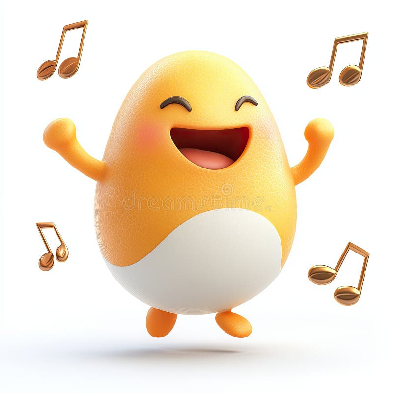 Joyful Cartoon Character Dancing with Music Notes Around it Stock ...