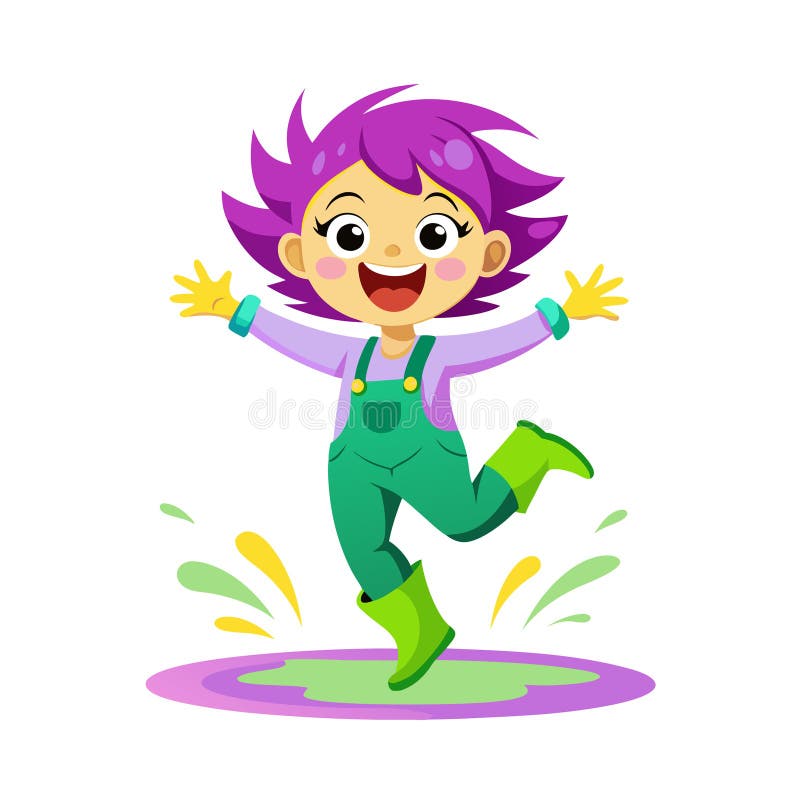 Joyful Cartoon Girl with Lively Expression Stock Vector - Illustration ...