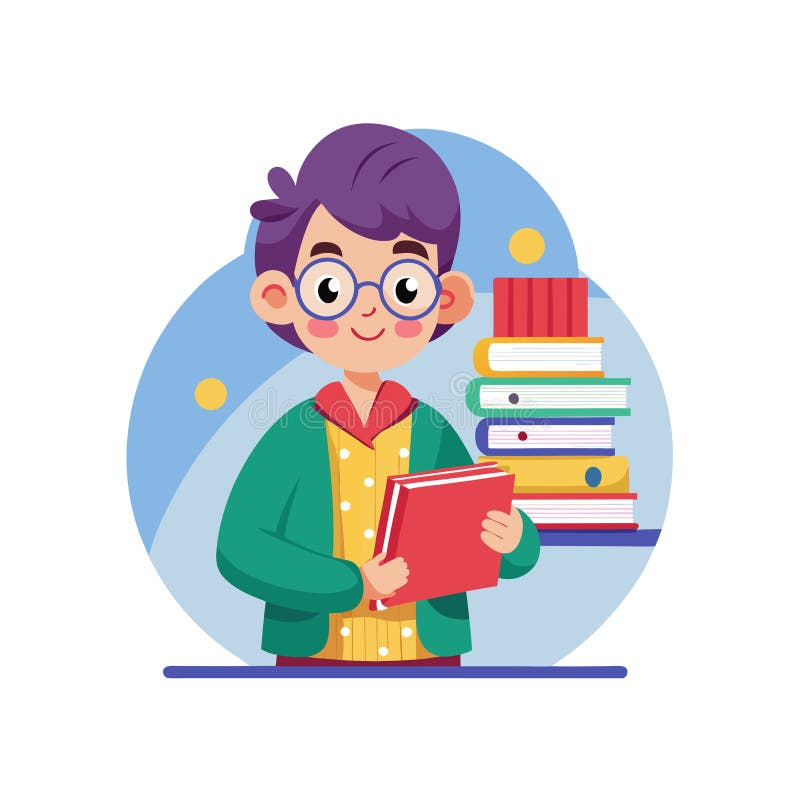 Joyful Cartoon Librarian at Work Stock Vector - Illustration of ...