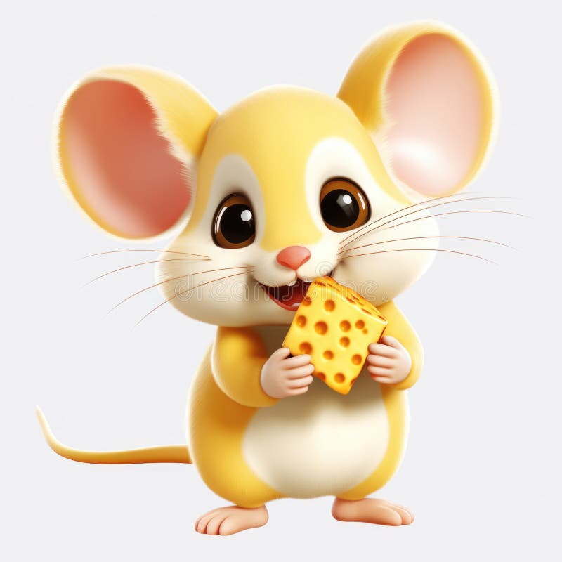 Joyful Cartoon Mouse Delighted with Cheese Snack Stock Illustration ...