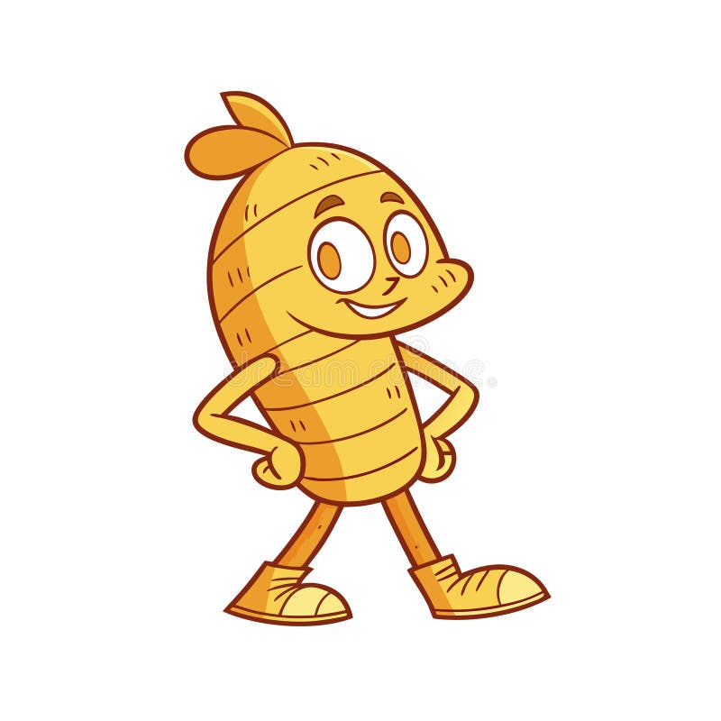 Joyful Cartoon Turmeric Root Character Stock Vector - Illustration of ...