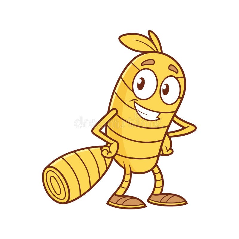 Joyful Cartoon Turmeric Root Character Stock Vector - Illustration of ...