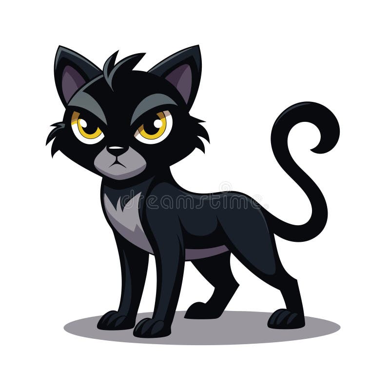 Joyful Cat Cartoon in Shadow Shape Stock Vector - Illustration of ...