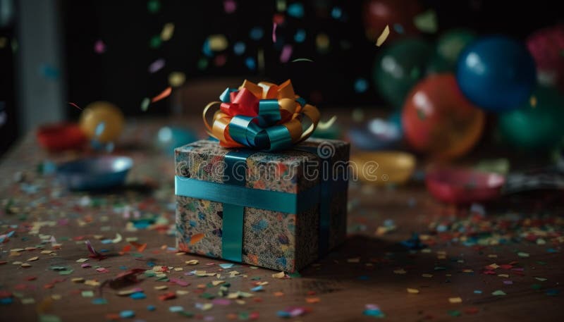 Joyful Celebration with Bright Confetti Falling Around Generated by AI ...