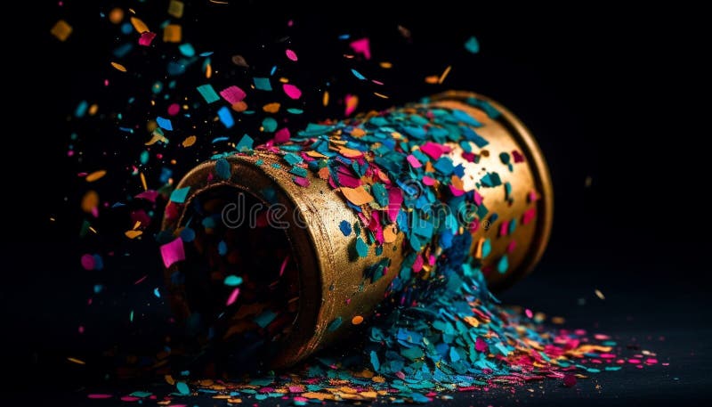 Joyful Celebration with Confetti, Streamers, and Champagne Exploding in ...