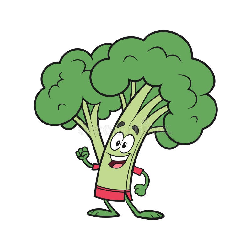 Joyful Chinese Broccoli Character with Playful Traits Stock ...
