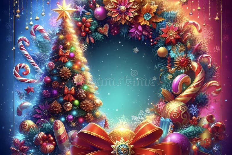 Joyful Christmas Decorations Background Stock Photo - Image of ...