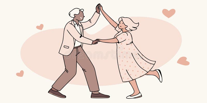 Joyful Couple Dancing Gracefully Together, Vector Design Generative AI ...