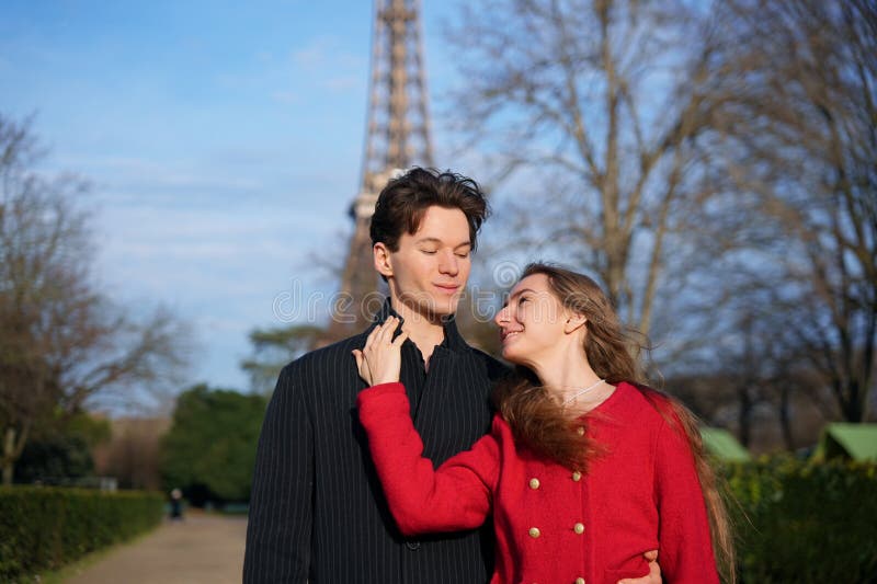 Happy Couple Sharing a Romantic Moment in Paris Stock Image - Image of ...