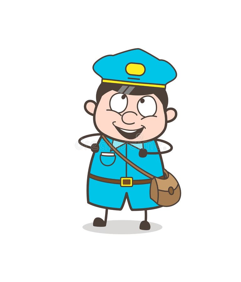Joyful Cute Postman Laughing Face Stock Illustration - Illustration of ...