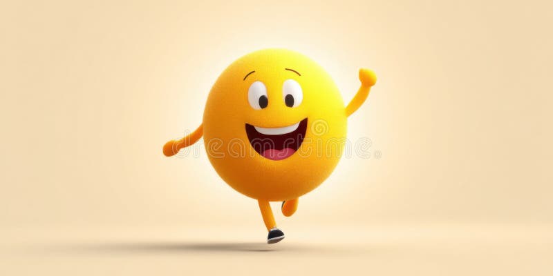 Joyful 3D Emoji Character Running Stock Illustration - Illustration of ...