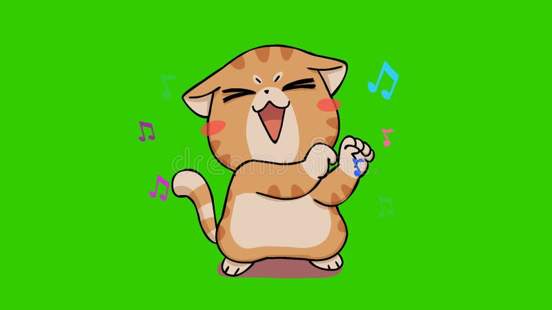 Joyful Dancing Cat Animation - Green Screen Stock Footage - Video of ...