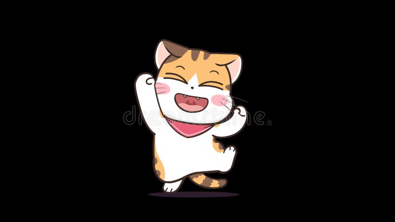 Joyful Dancing Cat Animation with Transparent Background Stock Video ...