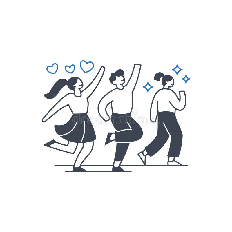 Joyful Dancing Group Icon stock vector. Illustration of hearts - 376290565