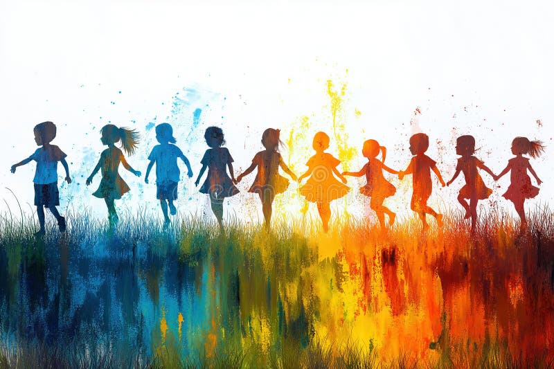 A Joyful Depiction of Happy Children Playing Against a White Background ...