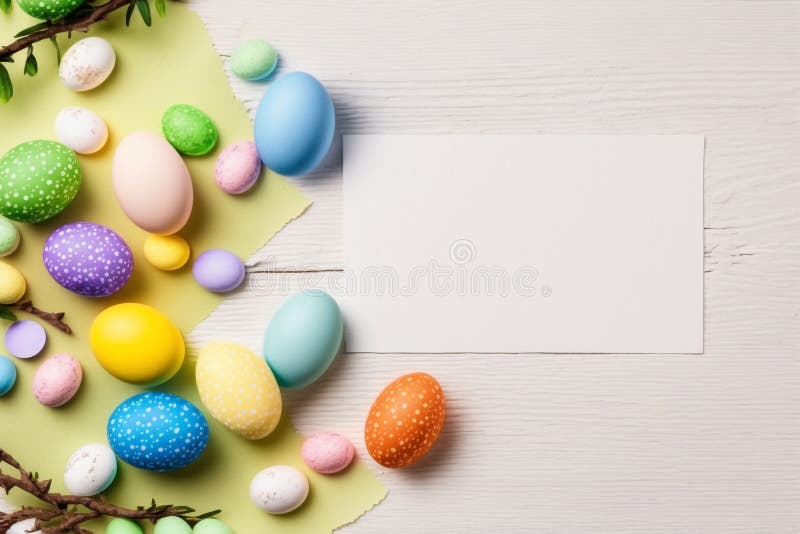 Happy Easter Concept with Easter Eggs. Easter Card with Copy Space ...