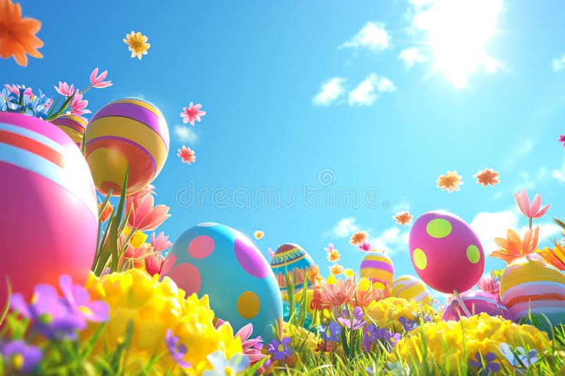 Joyful Easter Parade Banner Background with Cartoon Stock Illustration ...