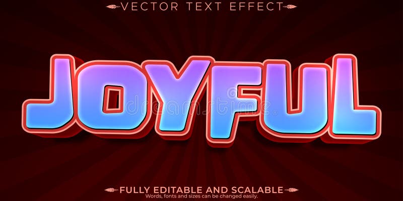 Joyful Editable Text Effect, Editable Cartoon and Animated Text Style Stock Vector ...