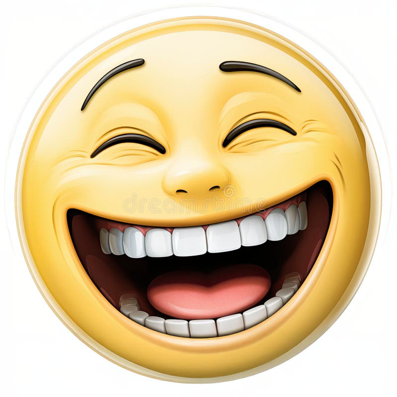 Joyful Emoji with Big Smile and Bright Teeth, Expressing Happiness ...