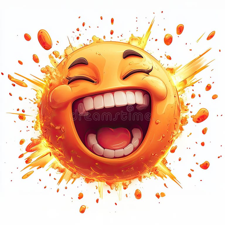 Joyful Emoji Character with Big Smile and Explosion Effect Stock ...