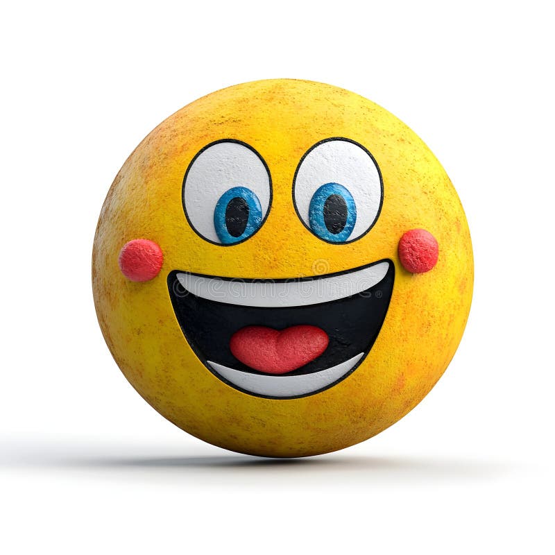 Joyful Emoji: 3D Rendered Happy Face Stock Illustration - Illustration ...
