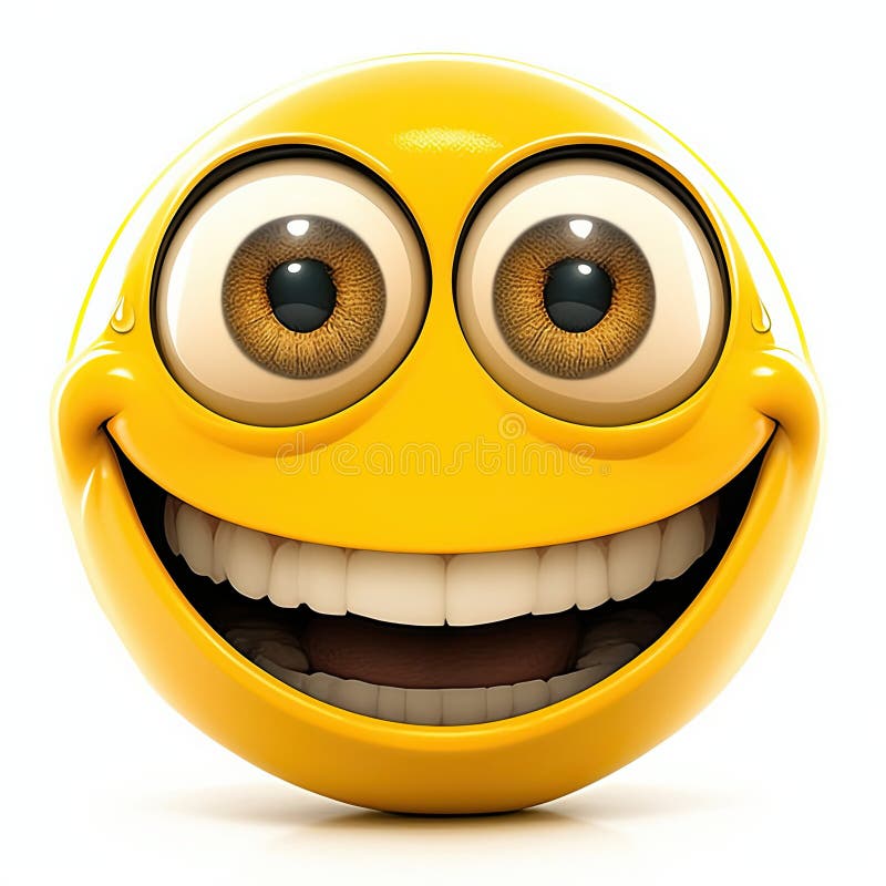 Joyful Emoji with Wide Grin and Large Eyes Stock Illustration ...