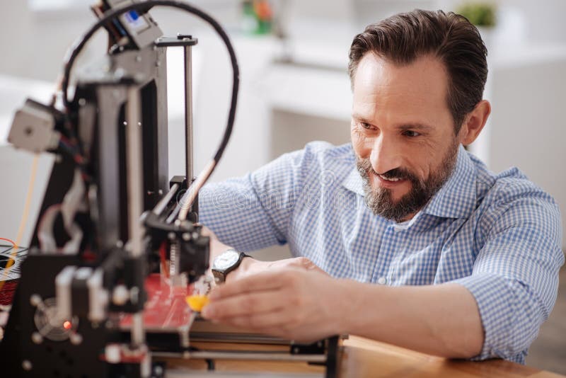 Joyful Enthusiastic Man Doing 3d Modeling Stock Image - Image of ...