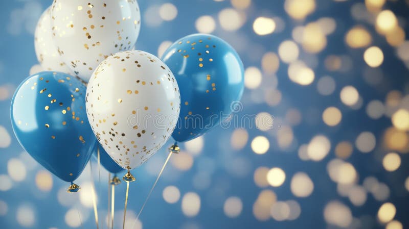 A Joyful Event Featuring Light Blue and White Balloons Along with ...