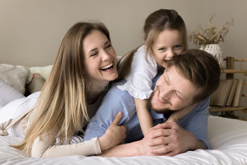 Joyful Excited Family Having Fun at Home Stock Image - Image of cute ...