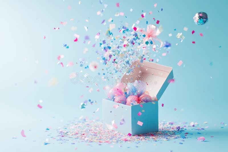 Confetti Blast from Gift Box Stock Illustration - Illustration of ...