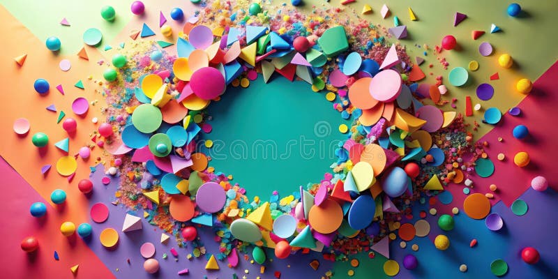 Joyful Explosion of Colorful Shapes and Textures Creates a Vibrant ...