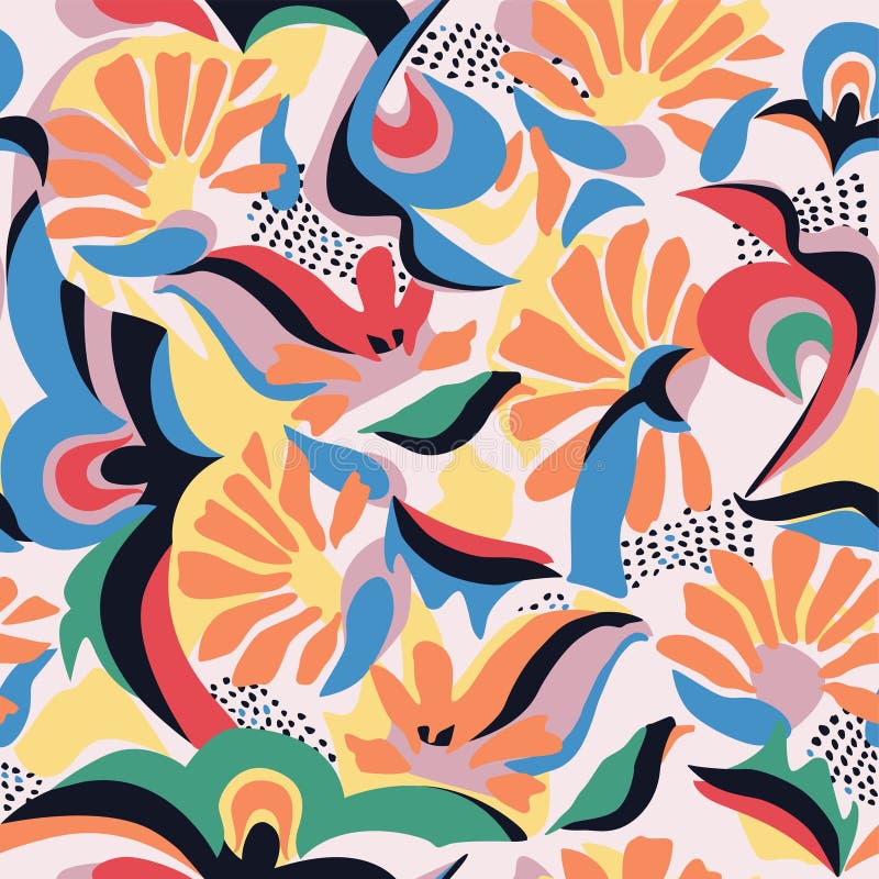 Joyful Expression Spring Summer Seamless Print Pattern Stock Vector ...