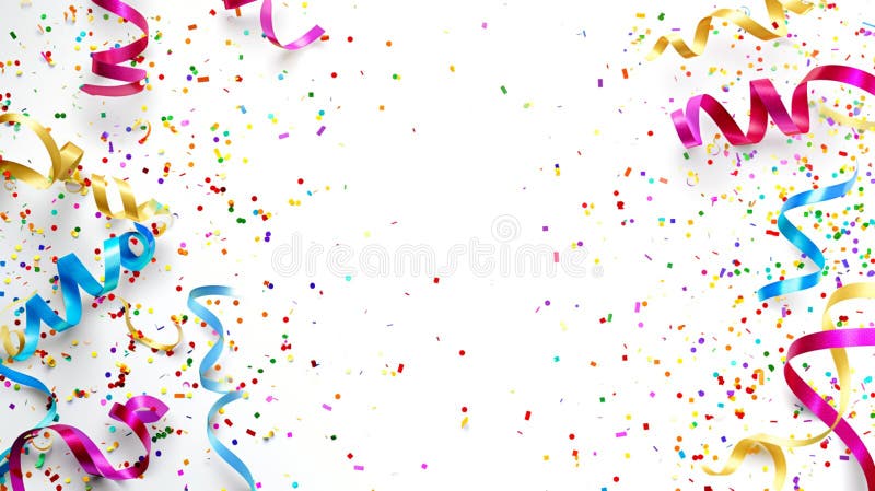 Joyful Frame: Confetti and Streamers Create a Festive Clipart on a ...
