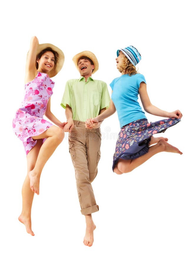 Joyful friends stock photo. Image of feminine, leaping - 14834106