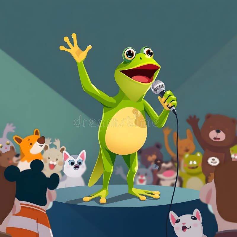 A Joyful Frog Performs on Stage in Front of an Enthusiastic Animal ...