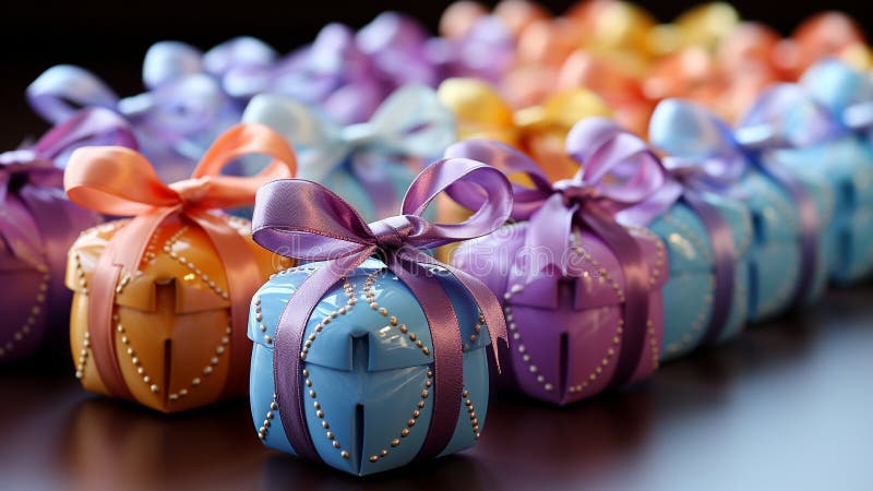 Joyful Gift Exchange: Festive Moments of Gifting and Smiles Stock ...