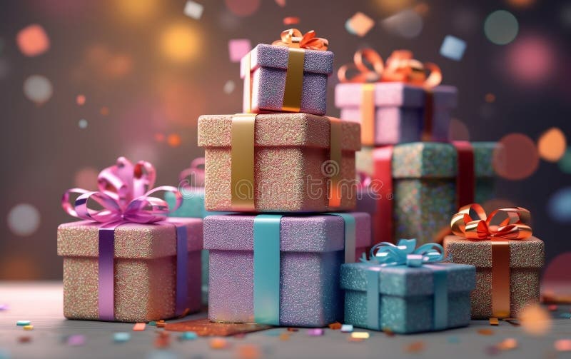Joyful Gift Stack: Birthday Celebration GIF, Generative AI Stock ...