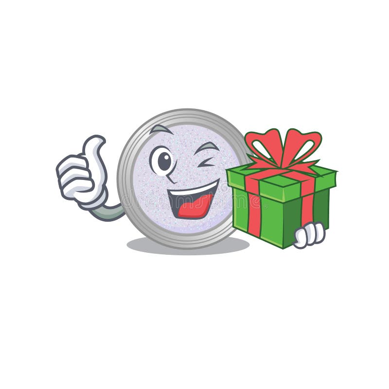 Joyful Glitter Eyeshadow Cartoon Character with a Big Gift Box Stock ...