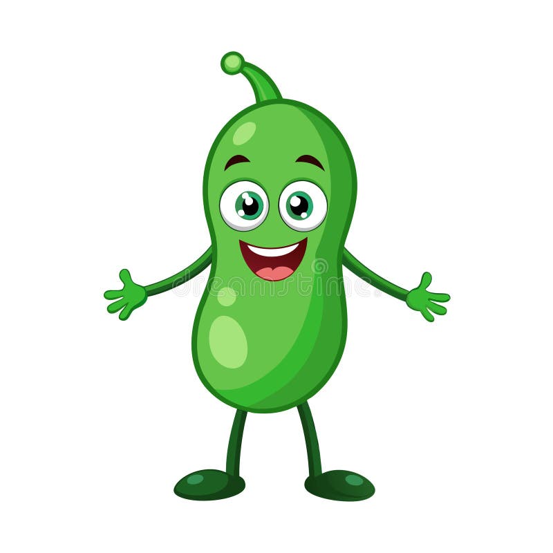Joyful Green Bean Character with Playful Traits Stock Vector ...