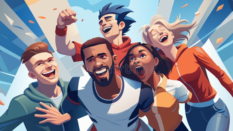 A Joyful Group of Diverse Friends Celebrating Together in the City ...