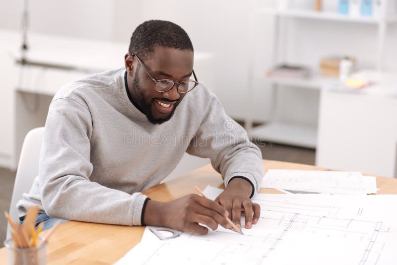 Joyful Hard Working Engineer Focusing on His Work Stock Photo - Image ...