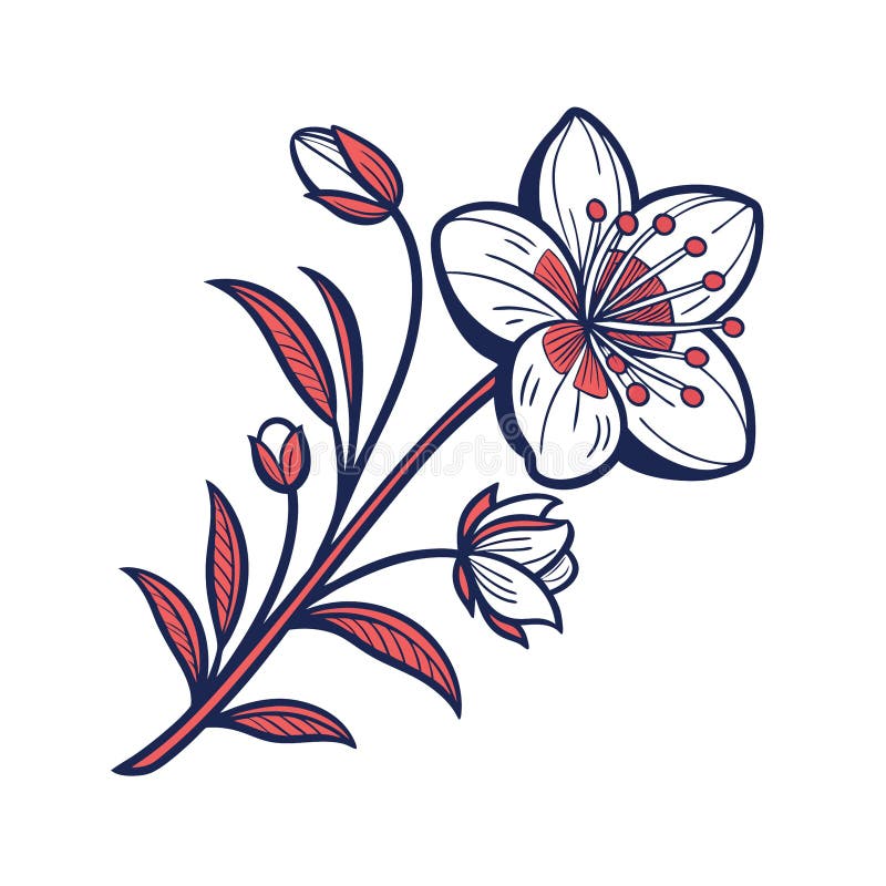 Joyful Jumping Jack Flower Illustration with Bold Outline Stock Image ...