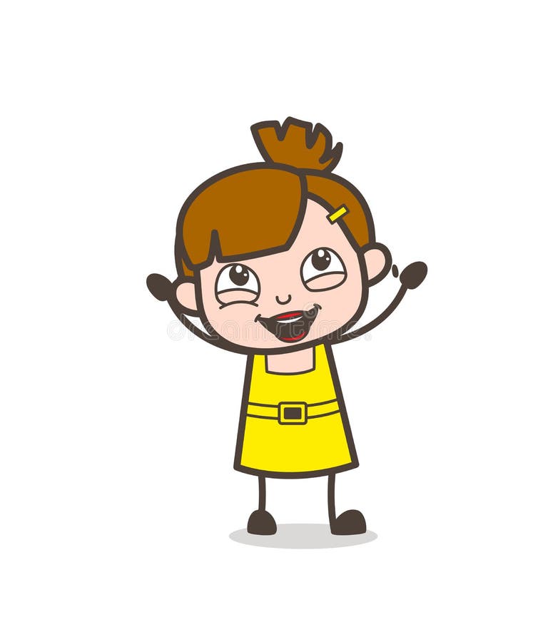 Joyful Kid Happy Hands Vector - Cute Cartoon Girl Vector Stock ...
