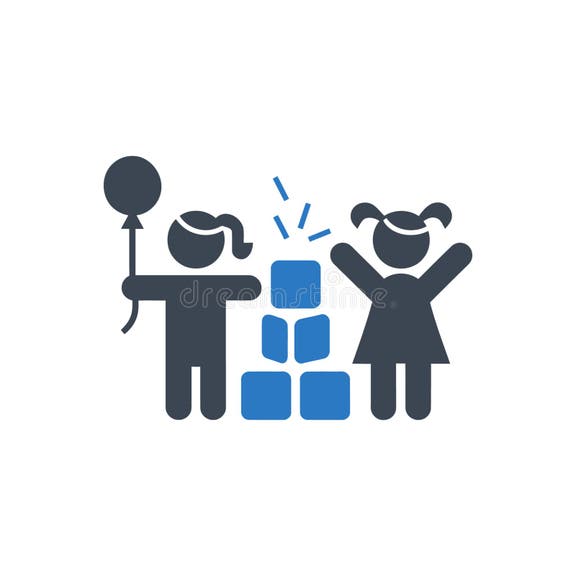 Joyful Kids Playing Icon stock vector. Illustration of icon - 361691056